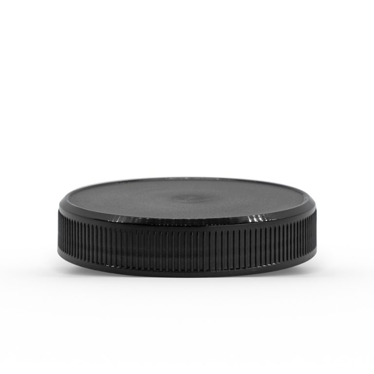 89-400 PCR Black Ribbed Skirt Lid with Liner | FH Packaging