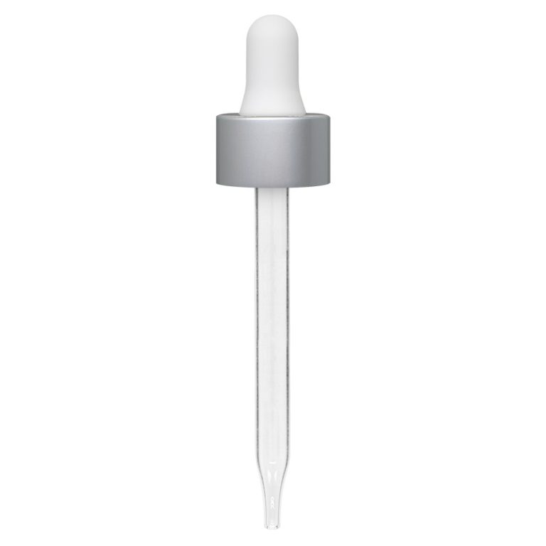 20-400 Matte Silver Dropper with Matte White Rubber Bulb 91mm Straight ...