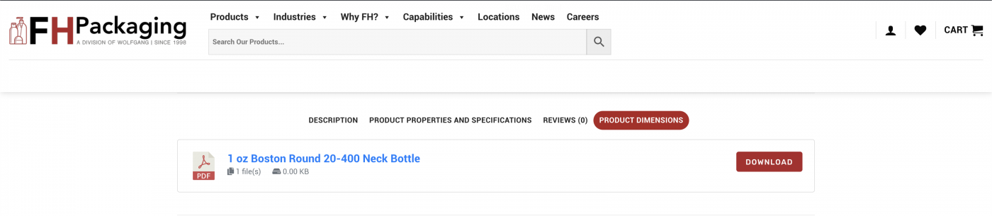 FH Packaging: Product Dimension Guide