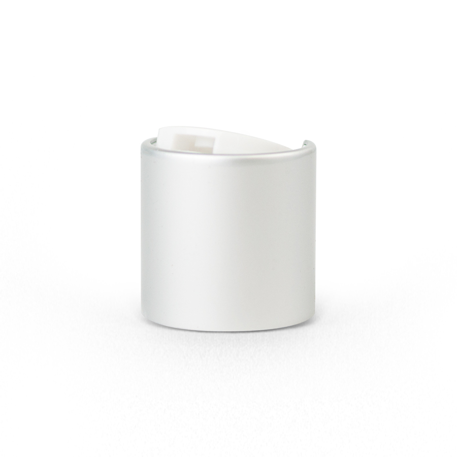 24-410 White Brushed Aluminum Shell Cap | FH Packaging