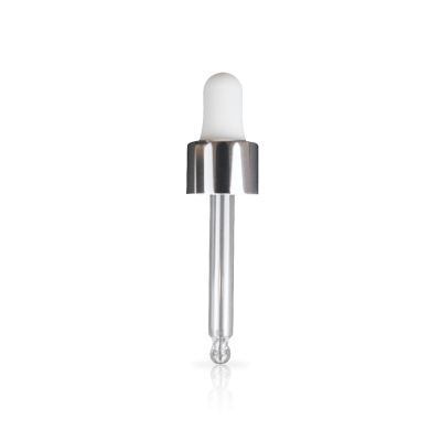 18-400 Shiny Silver Dropper with Matte White Rubber Bulb 65mm Bulb Tip ...