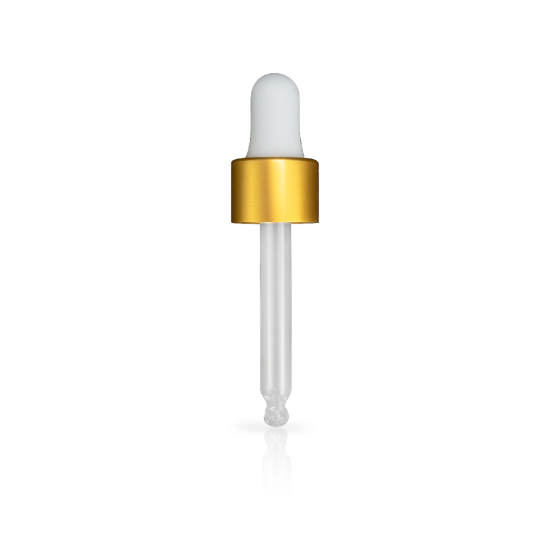 18-400 Matte Gold Dropper with Matte White Rubber Bulb 65mm Bulb Tip ...