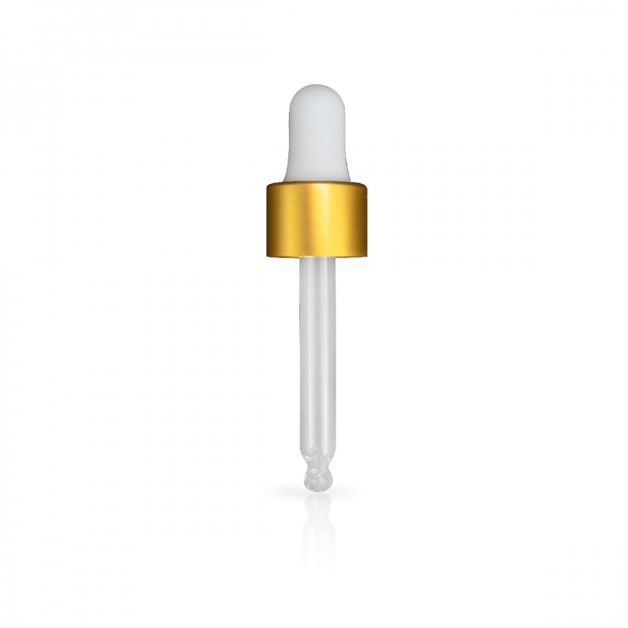 18-400 Matte Gold Dropper with Matte White Rubber Bulb 65mm Bulb Tip ...