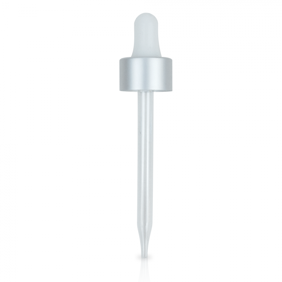 20-400 Matte Silver Dropper with Glossy White Rubber Bulb 91mm Straight ...