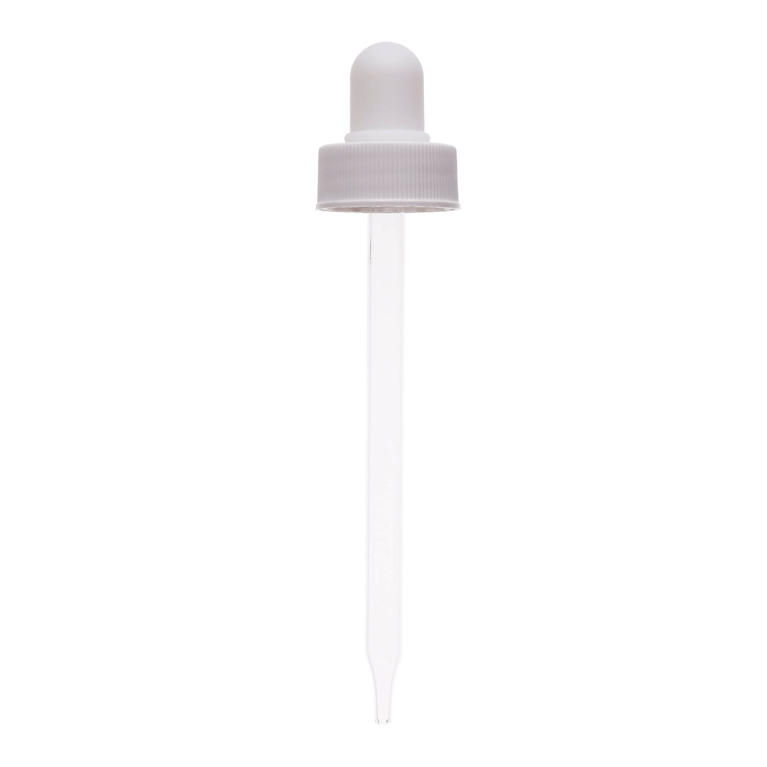 24-400 White PP Plastic Ribbed Skirt Dropper with 110 mm Straight Glass ...